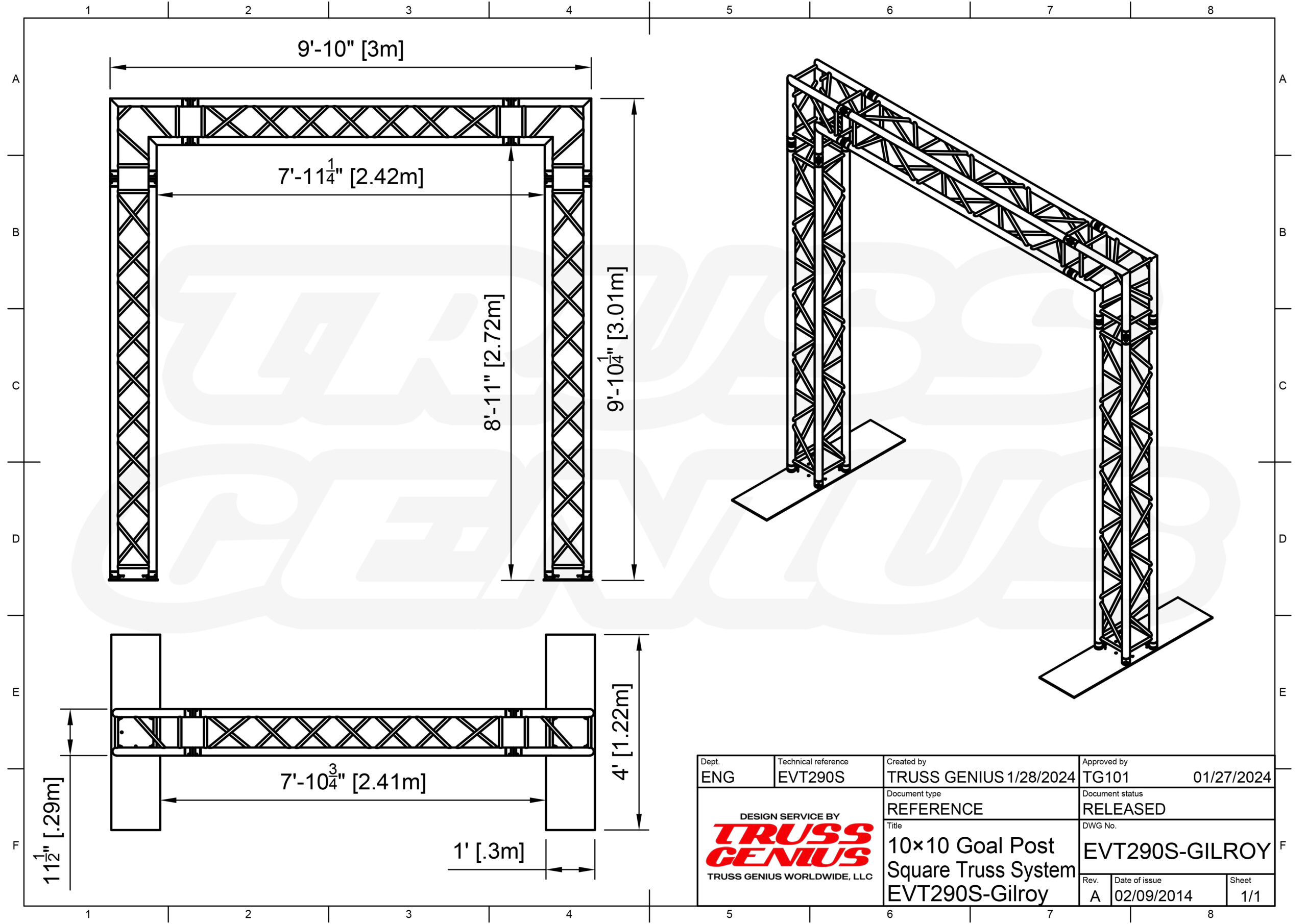 10x10 Square Truss Goal Post System | EVT290S-Gilroy